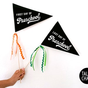 First Day of Preschool PRINTABLE Pennant Back to School School Flag DIY ...
