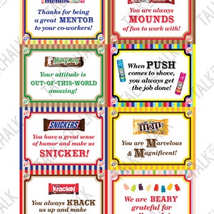 PRINTABLE Employee Appreciation Candy Tag Bundle 32 Candy Gift Tags ...
