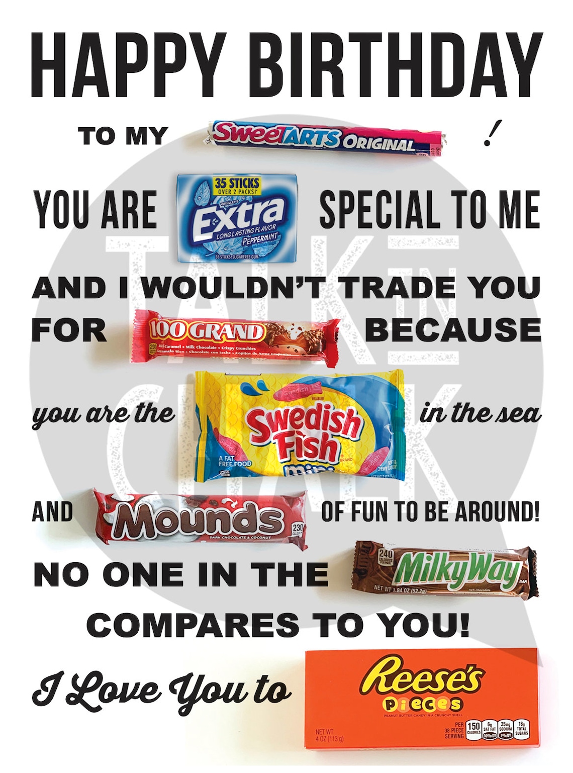 Happy Birthday PRINTABLE Candy Poster Funny Birthday Gift | Etsy Canada