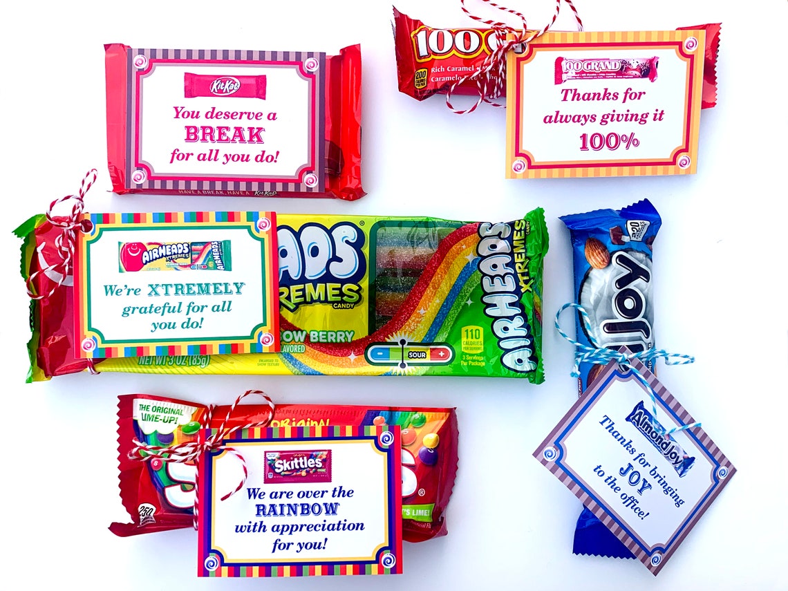 PRINTABLE Employee Appreciation Candy Tag Bundle 32 Candy - Etsy Canada