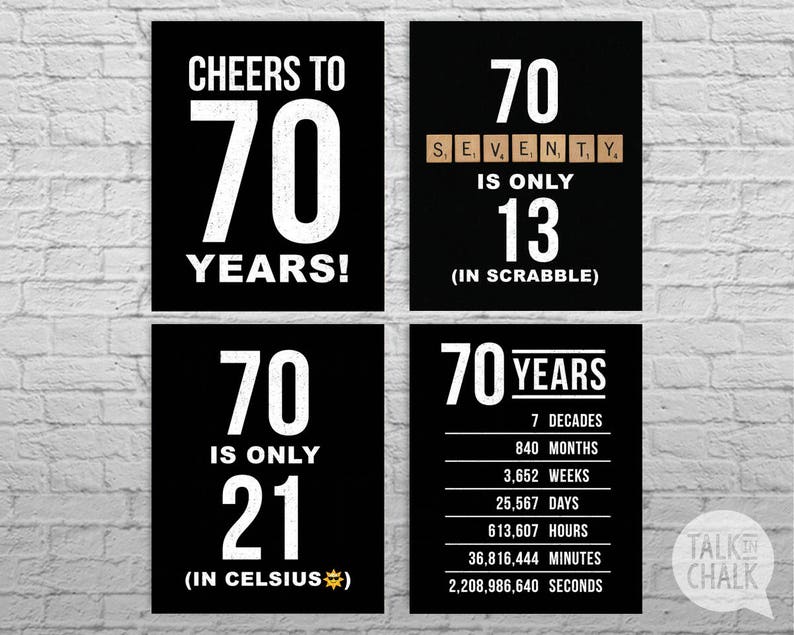 70th Birthday PRINTABLE Sign Pack 70th Birthday DIGITAL | Etsy