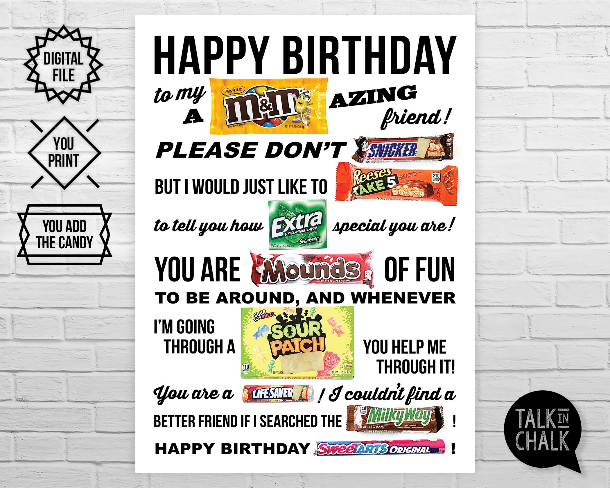 Candy Poster Board For Birthday