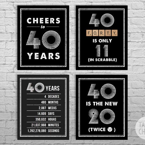 40th Birthday Printable Posters 40th Birthday Sign Pack Etsy