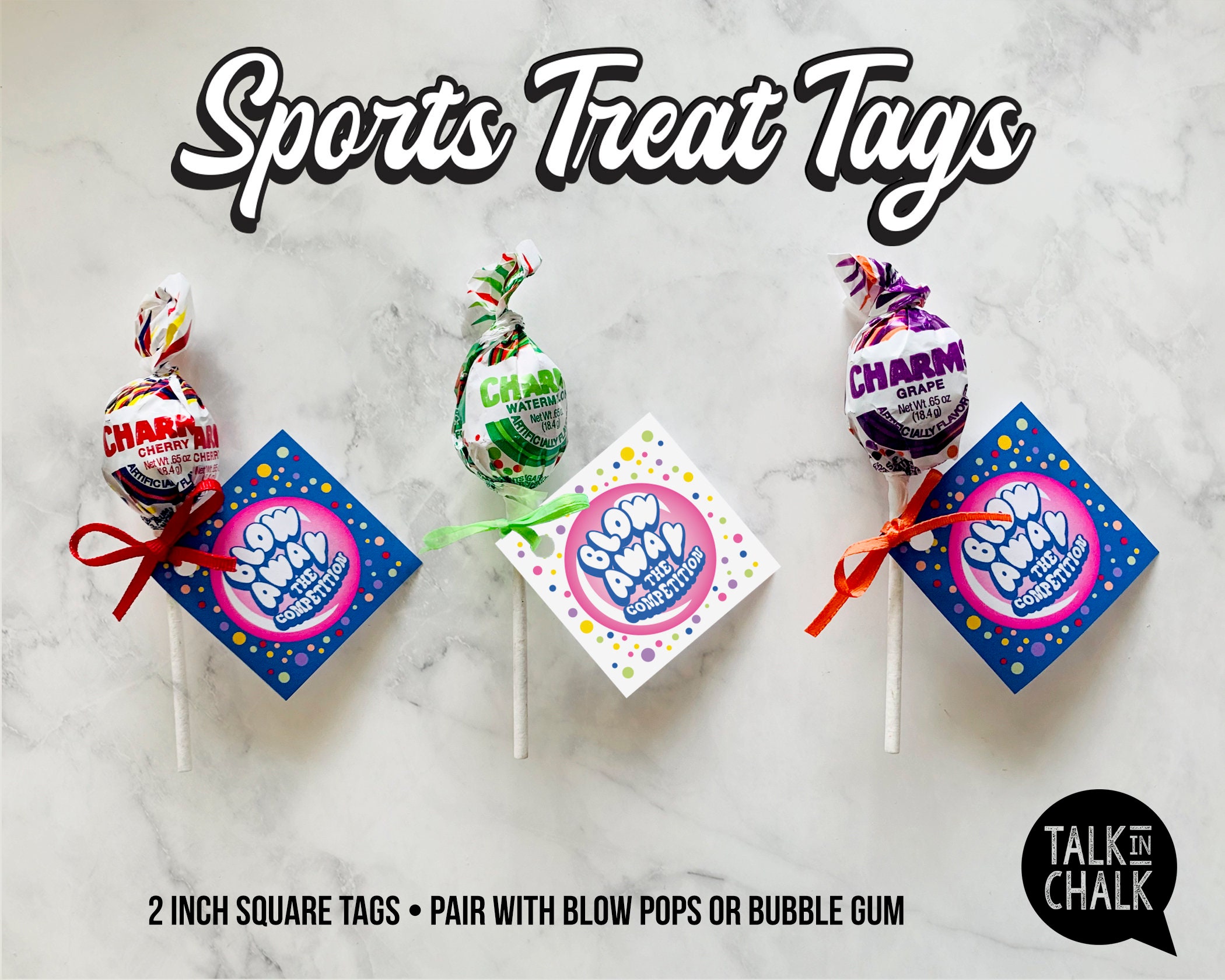 PRINTABLE Blow Pop Candy Tags Sport Treat Tags Good Luck - Etsy