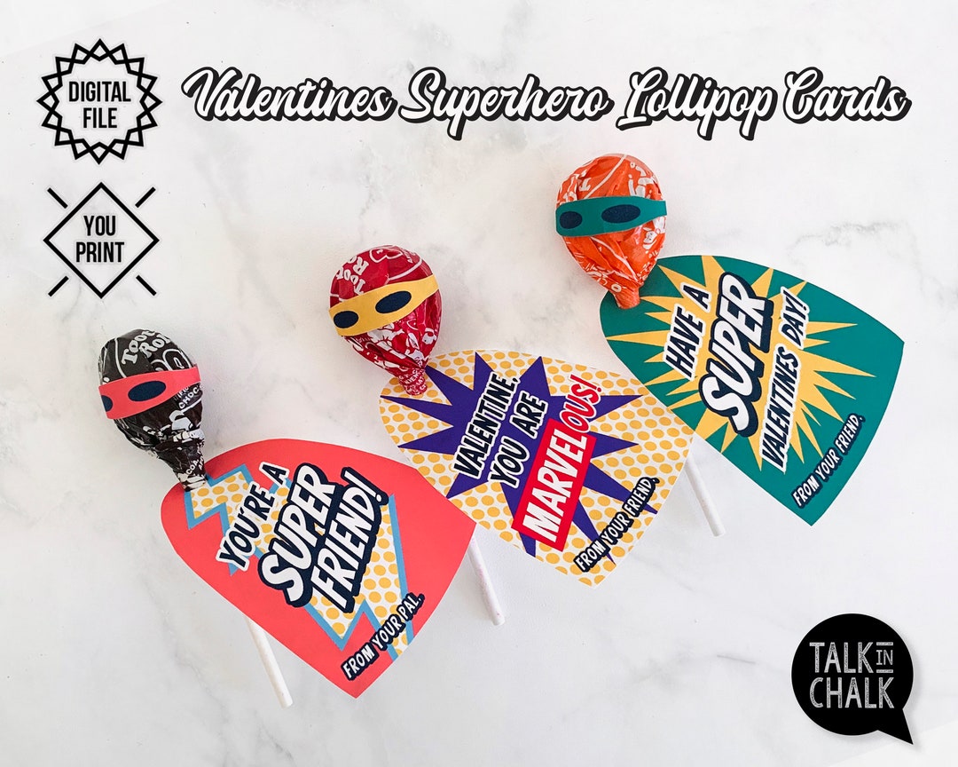 PRINTABLE Superhero Valentines Day Tags for Lollipops Valentines Day ...