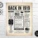 Back in 1919 Newspaper Poster PRINTABLE 1919 Birthday Sign - Etsy Canada