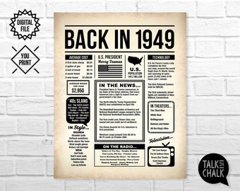 Personalized Newspaper Birthday Poster With Photo, Printable 75th ...