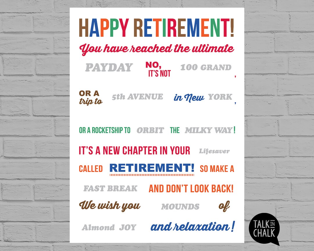 PRINTABLE Retirement Candy Bar Poster PRINTABLE Candy Gram Sign Gift or ...
