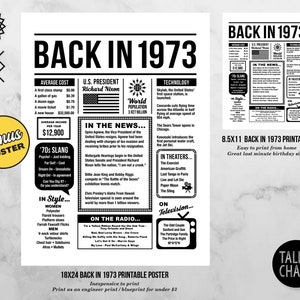 Born in 1973 PRINTABLE Party Games Bundle 50th Birthday Activities ...