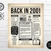 Back in 2001 PRINTABLE Newspaper Poster Born in 2001 Sign Last Minute ...