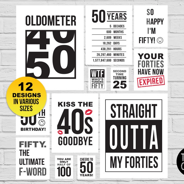 Funny 50th Birthday Signs Printable - Etsy