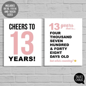 PINK 13th Birthday Sign Bundle Last Minute PRINTABLES GOLDEN Birthday ...