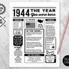 Back in 1946 PRINTABLE Newspaper Poster 75th Birthday PRINTABLE Sign ...