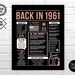 Back in 1961 Rose Gold PRINTABLE Poster 1961 Birthday PRINTABLE Sign ...