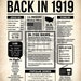 Back in 1919 Newspaper Poster PRINTABLE 1919 Birthday Sign - Etsy Canada