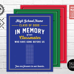 Custom Class Reunion PRINTABLE in Memory of the Classmates Who Have ...