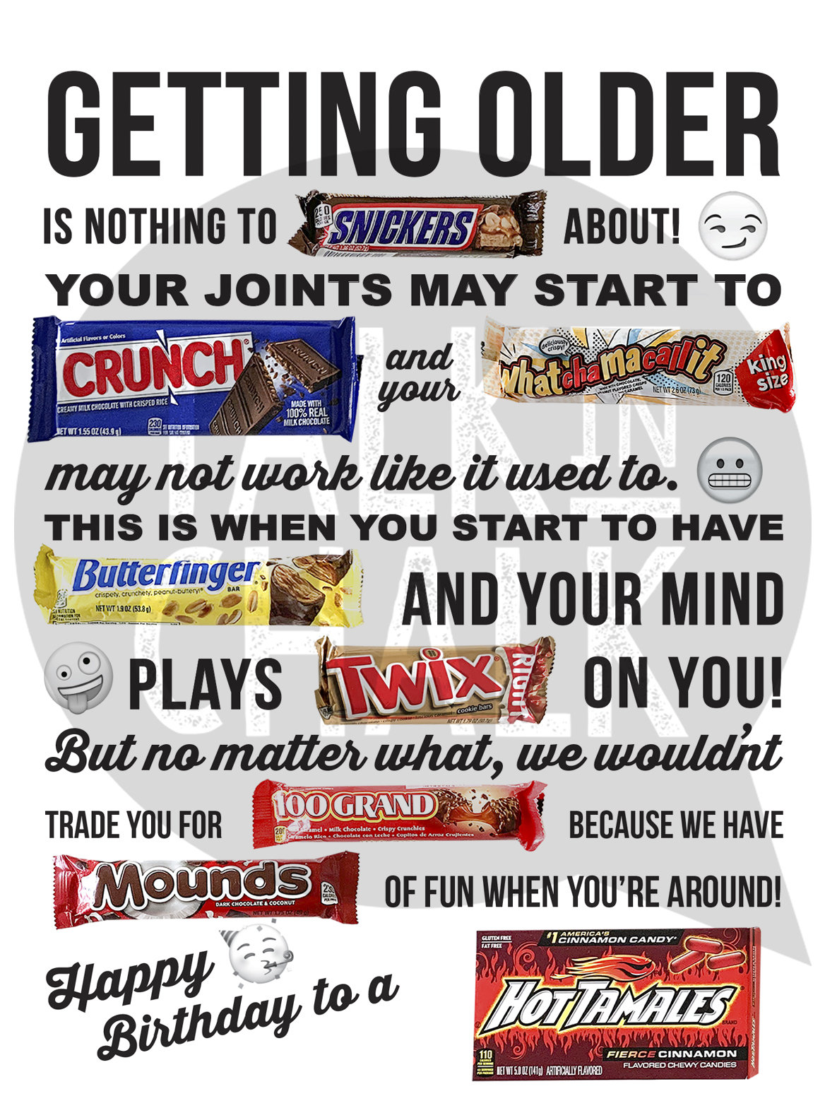 PRINTABLE Getting Older Candy Bar Poster Sign 50th 60th - Etsy Canada