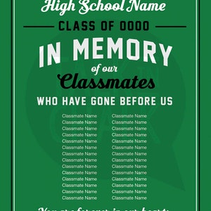 Custom Class Reunion PRINTABLE in Memory of the Classmates Who Have ...