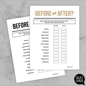 Before or After 1974 Trivia Game PRINTABLE for 50th Birthday, 50th ...