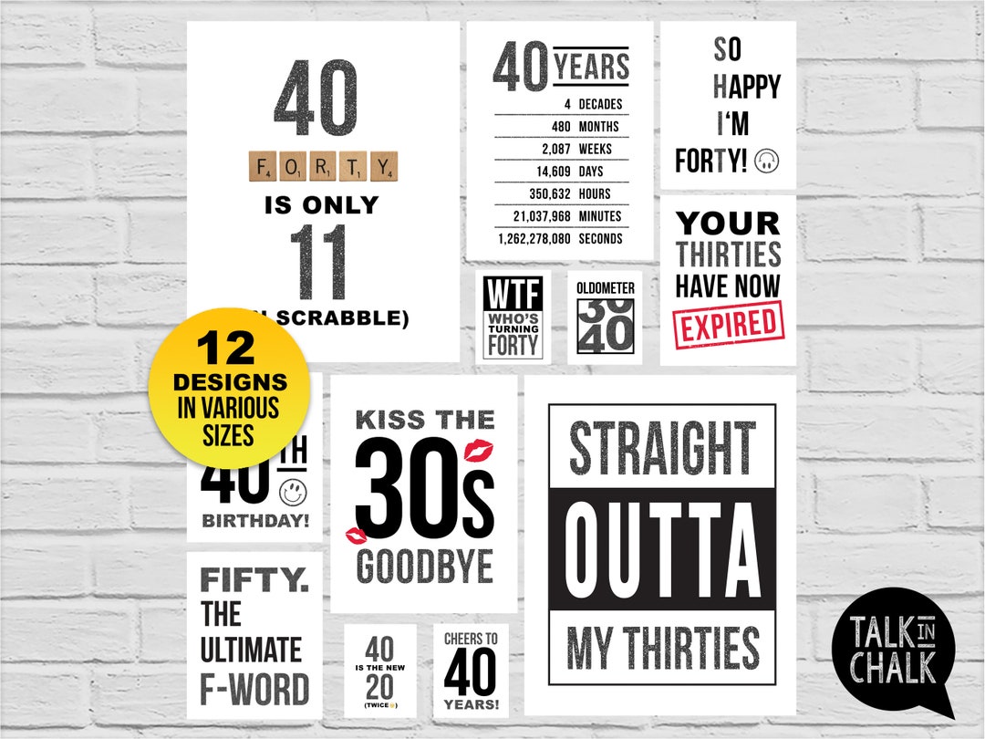 Funny 40th Birthday Sign Bundle Last Minute PRINTABLE Birthday Posters ...