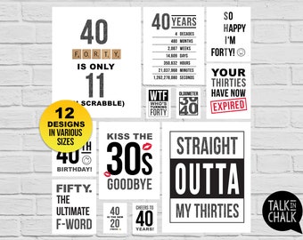 40th Birthday PRINTABLE Candy Poster Birthday Candy Sign - Etsy