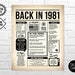 Back in 1981 PRINTABLE Newspaper Poster 1981 Birthday Printable Sign ...