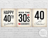 40th Birthday PRINTABLE Sign Pack 40 and Fabulous Kissing - Etsy