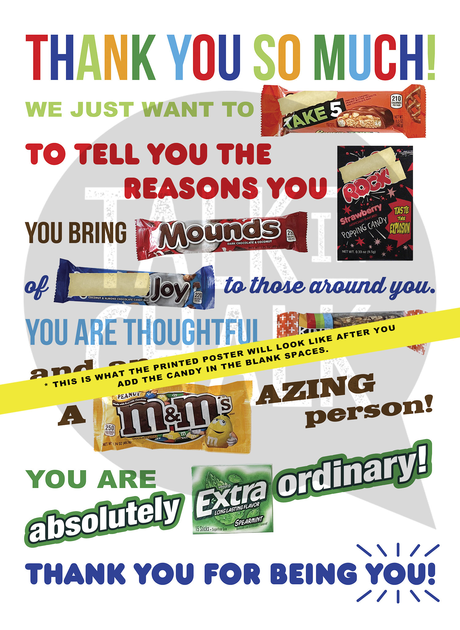 Candy Gram Thank You Notes