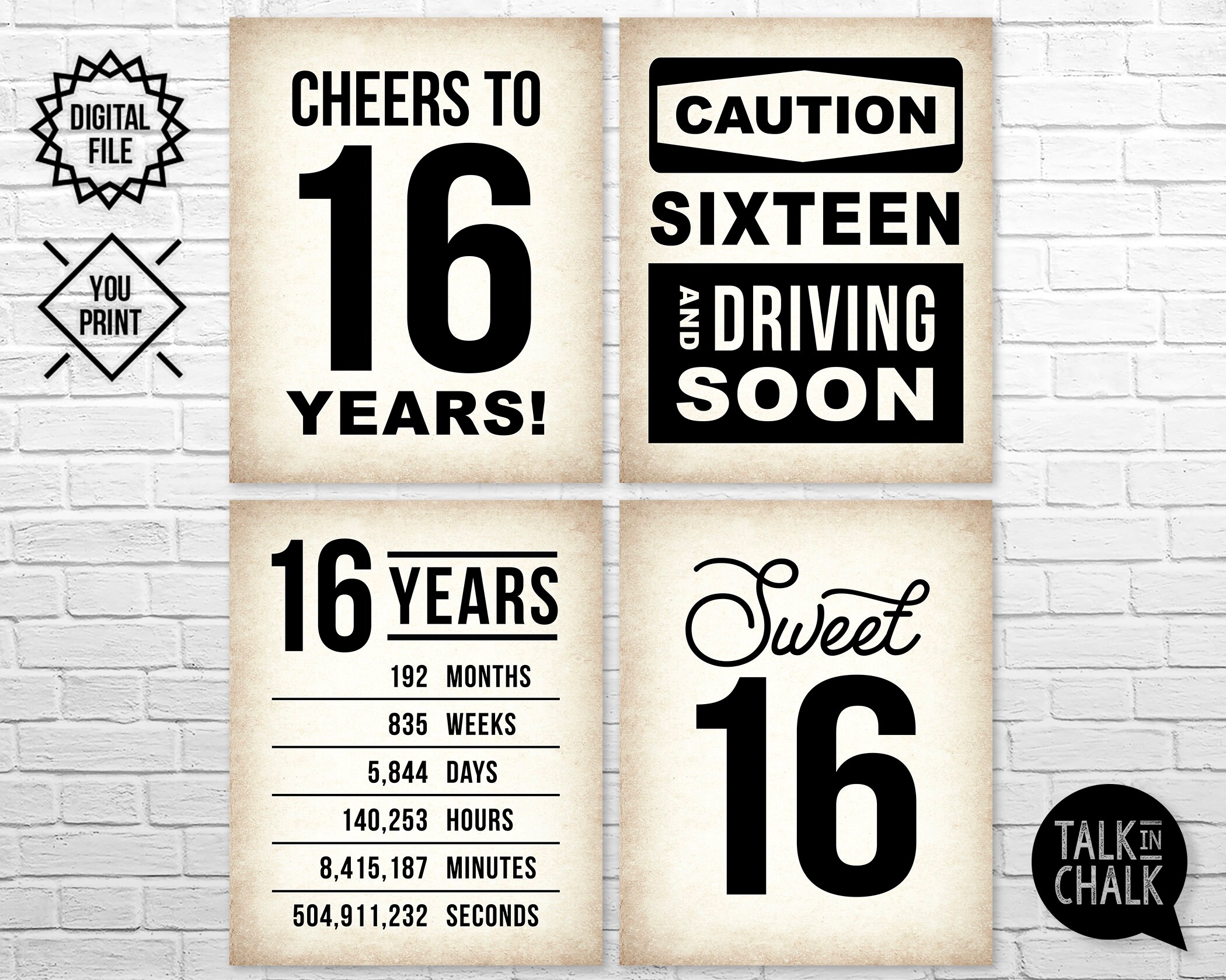 16th Birthday PRINTABLE Signs Sweet 16 Birthday Party - Etsy Canada