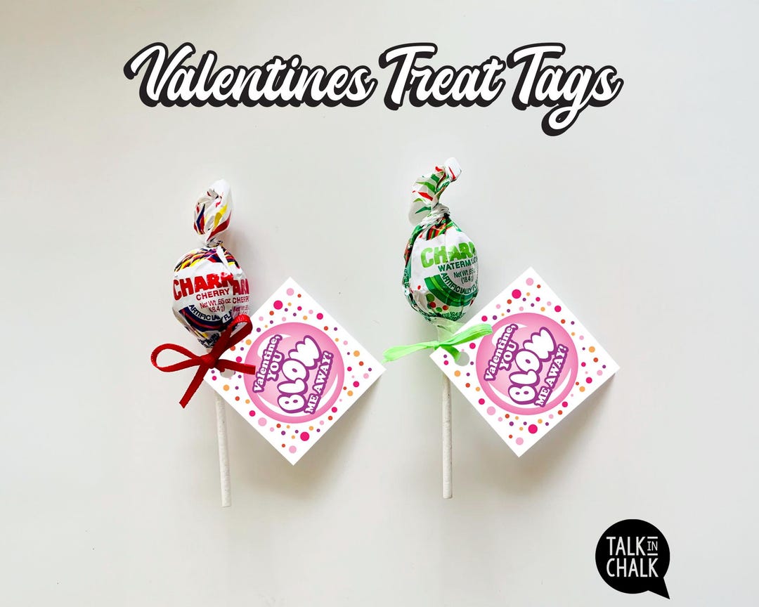 PRINTABLE Valentine Blow Pop Candy Tags Classroom Treat Tags Valentines ...