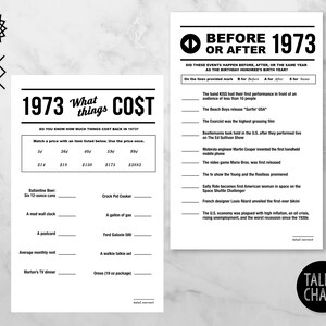 Born in 1973 PRINTABLE Party Games Bundle 50th Birthday Activities ...