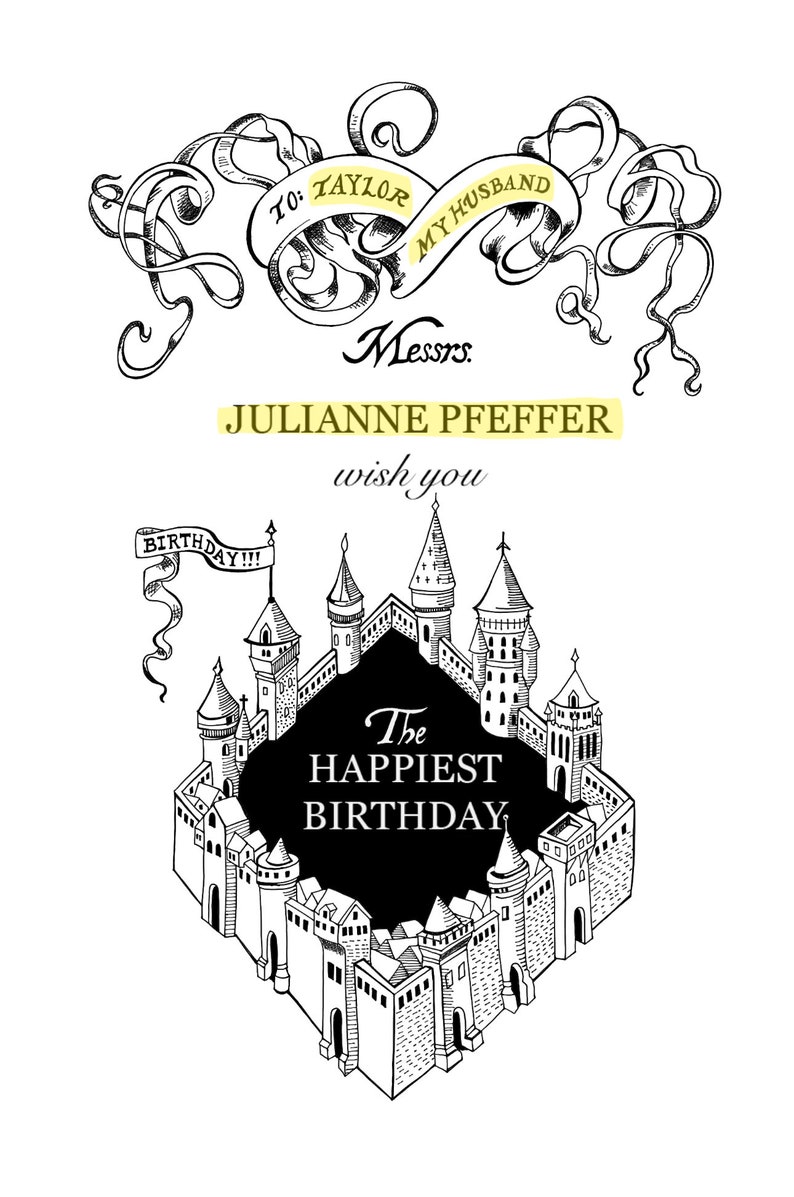 Custom Marauders Map Birthday Card Customizable Blank Inside - Etsy