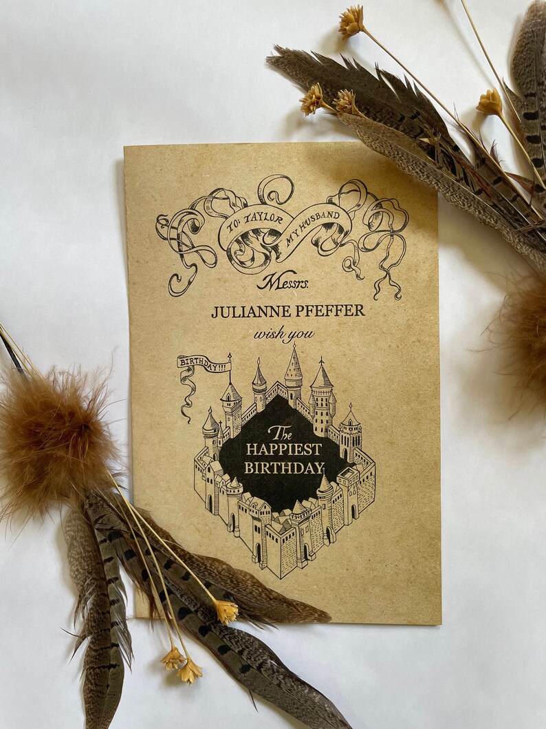 Custom Marauders Map Birthday Card Customizable Blank Inside - Etsy