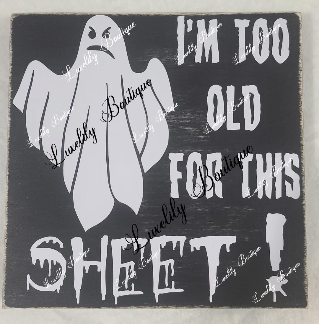 Grumpy Ghost Halloween Sign - Handmade Wooden Shelf Sitter - Spooky ...