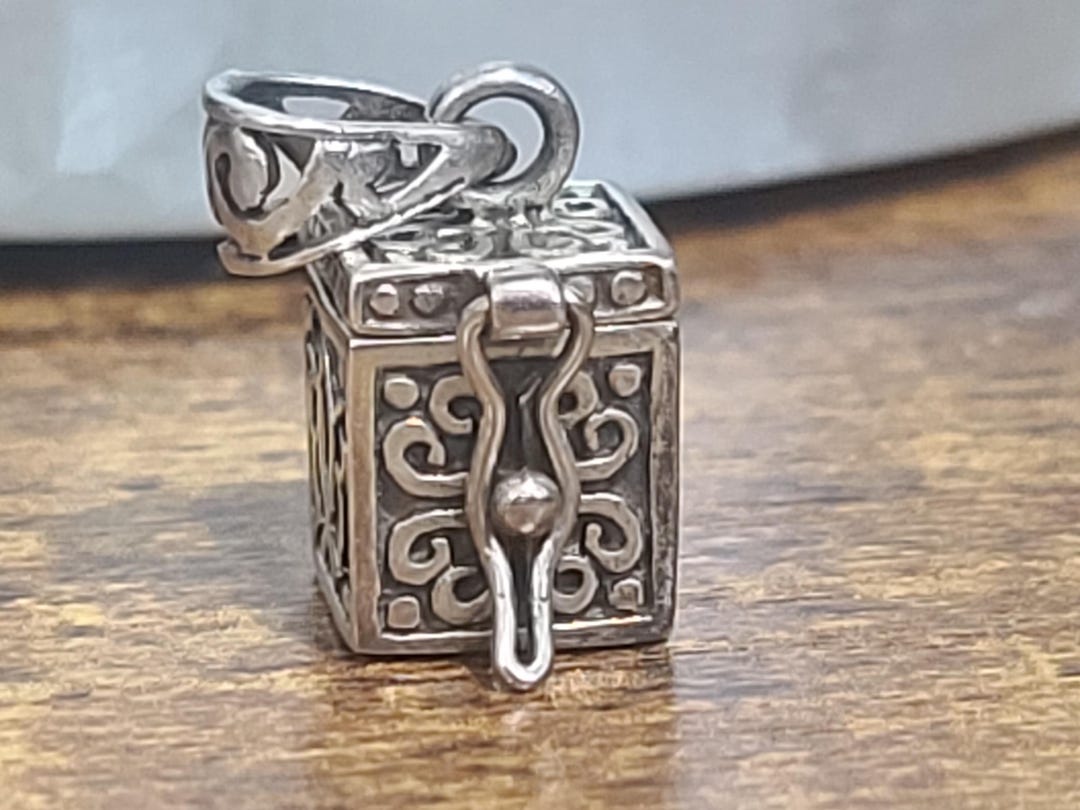 Vintage Sterling Silver Prayer Box Charm Pendant, Religious Pendant ...
