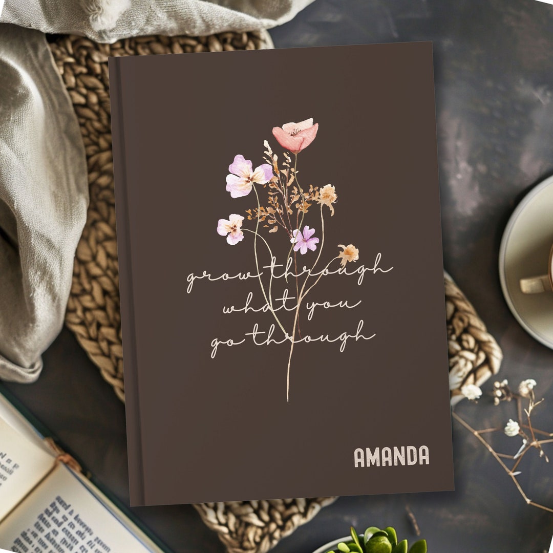 Wildflower Personalized Journal Hardcover, Custom Notebook for Women ...