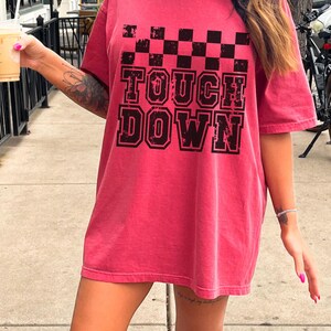 Comfort Colors® Retro Checkered Football Vibes Touchdown Shirt ...