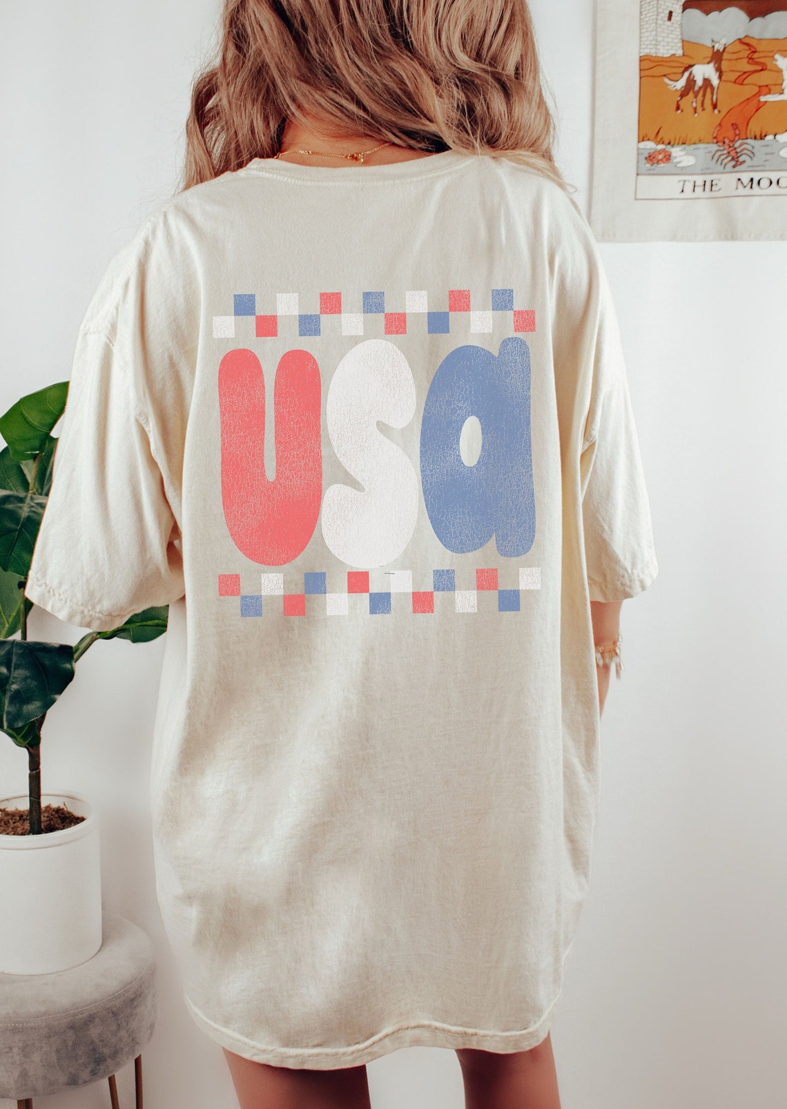 Comfort Colors® Retro USA Checkered Shirt, Red White and Blue Shirt ...
