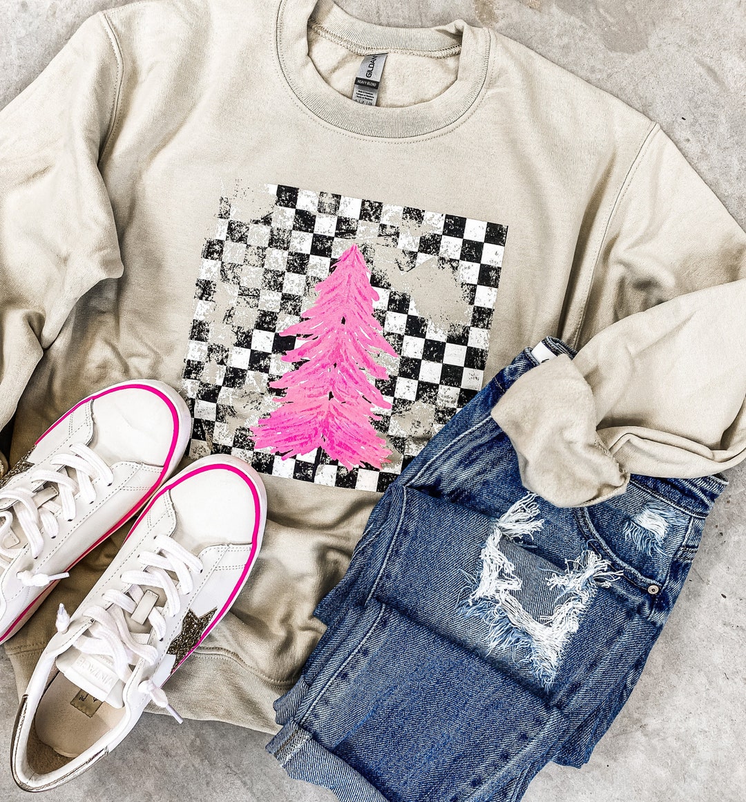 Retro Checkered Christmas Tree T-shirt, Minimal Christmas T-shirt ...