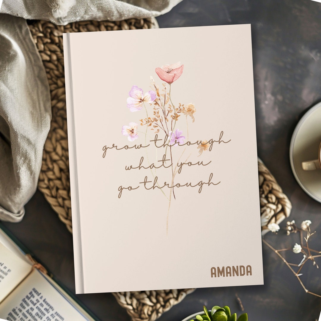 Wildflower Personalized Journal Hardcover, Custom Notebook for Women ...