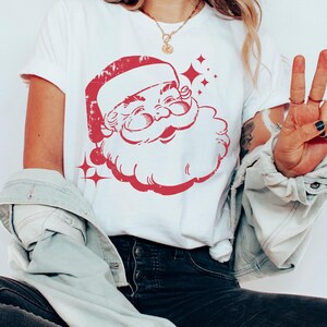 Retro Santa Tee, Santa Tee, Vintage Graphic Tee, Merry Christmas Shirt ...