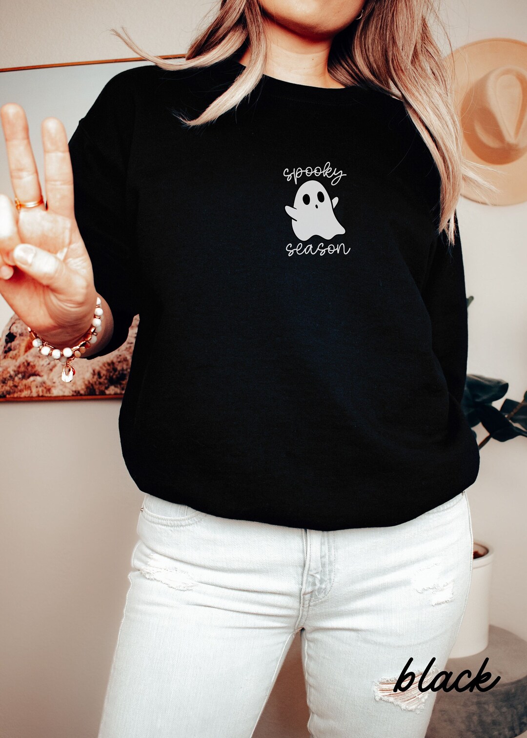 Retro Spooky Season Sweatshirt, Ghost Crewneck Sweatshirt, Spooky ...