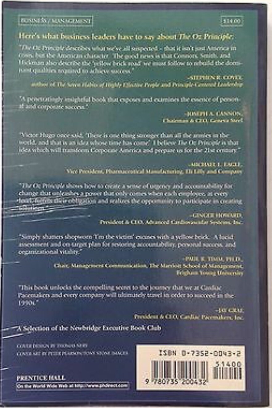 The OZ Principle Rogers Conners Paperback Book 1998 - Etsy