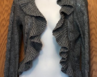 Upcycled Couture Clothing Gray Jersey Ruffle Cardigan Girly - Etsy