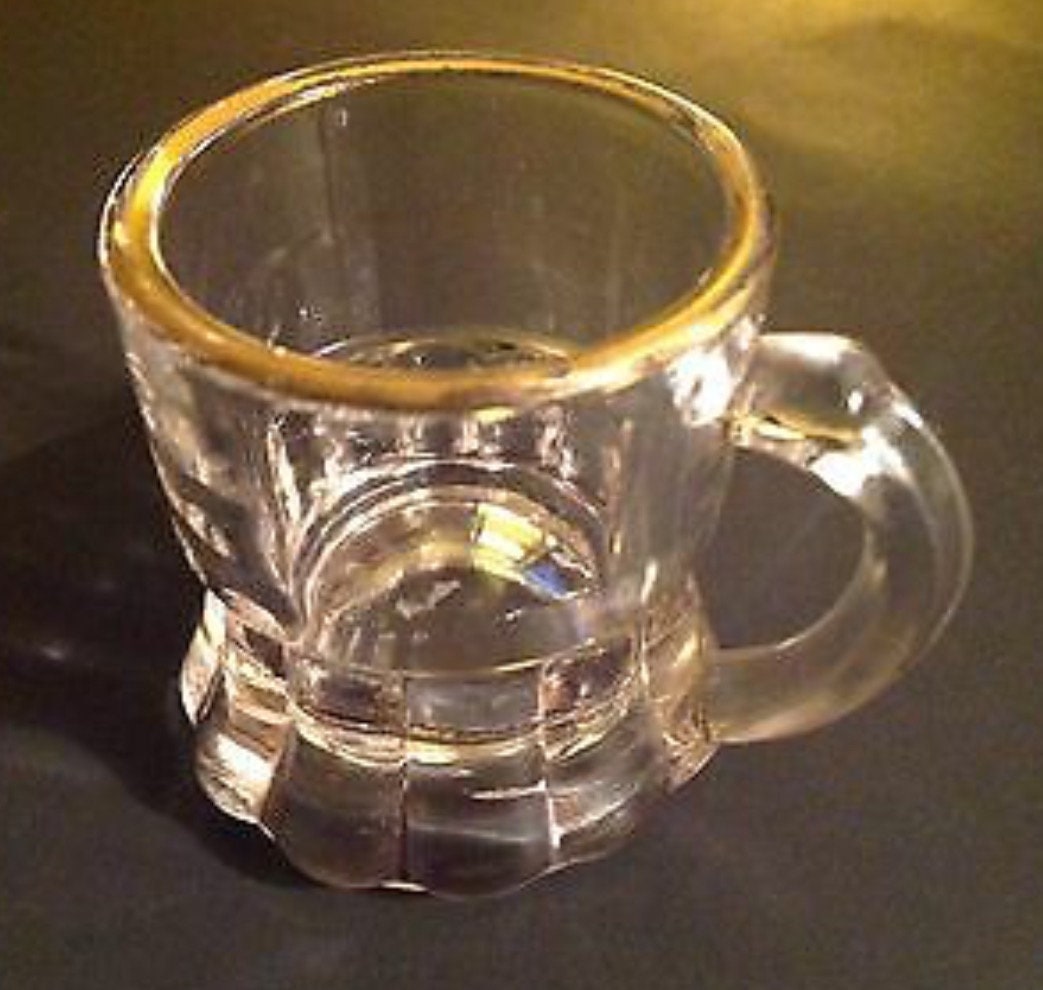 Shot Glass Beer Mug Shape Gold Rim Clear Vintage - Etsy Ireland