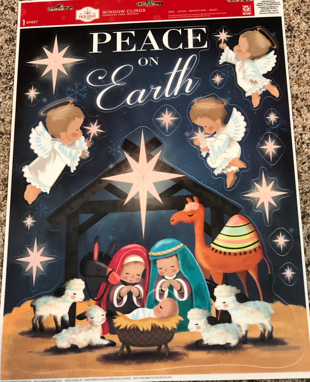 Static Vinyl Christmas Window Clings Children Nativity Scene Crafting ...