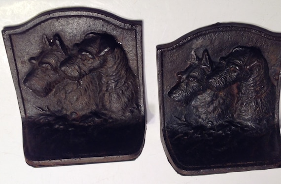 Antique Bookends Hubley USA Cast Iron Scottie Dog & Wirehaired | Etsy