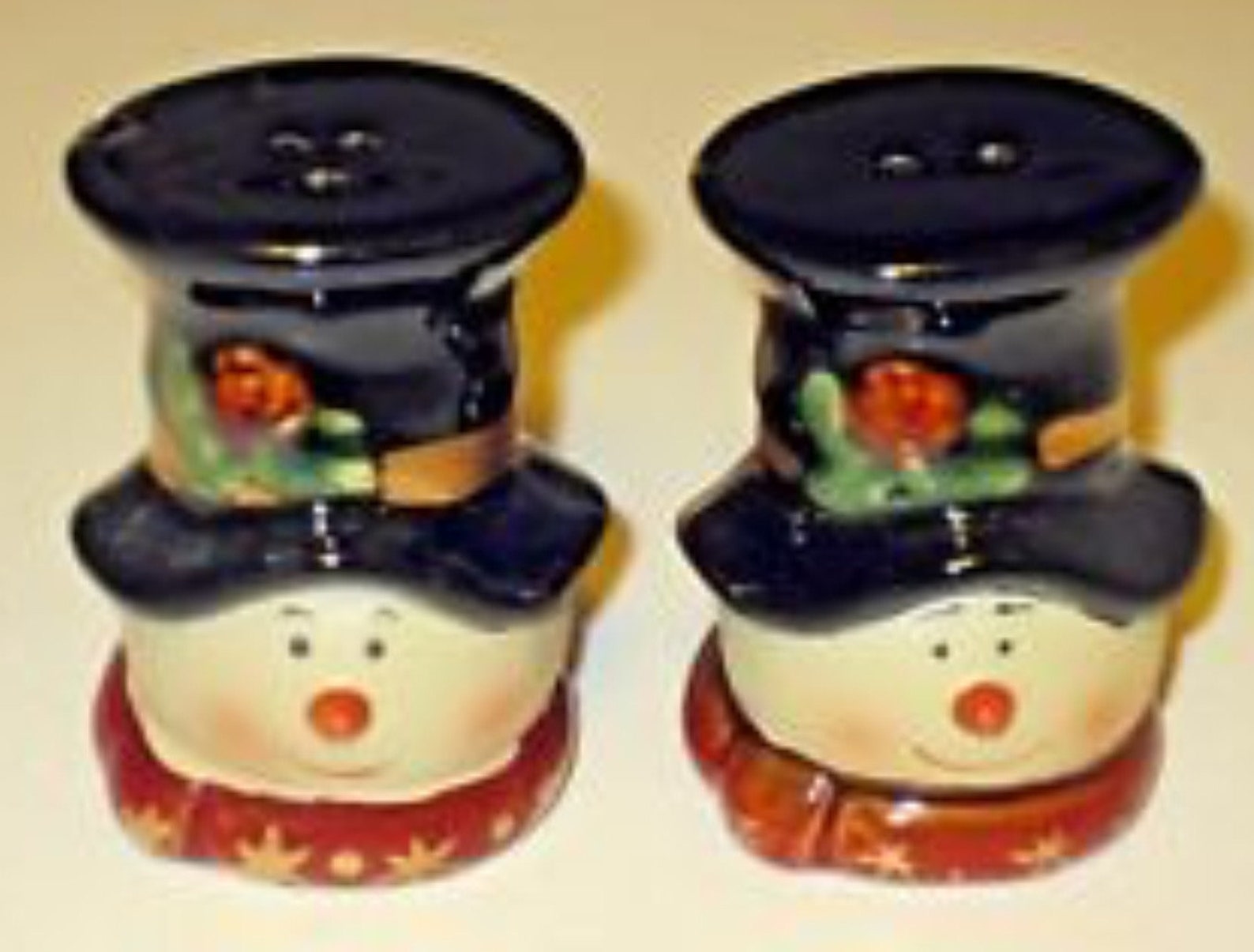 Snowman Salt & Pepper Shakers in Christmas Top Hats Porcelain - Etsy