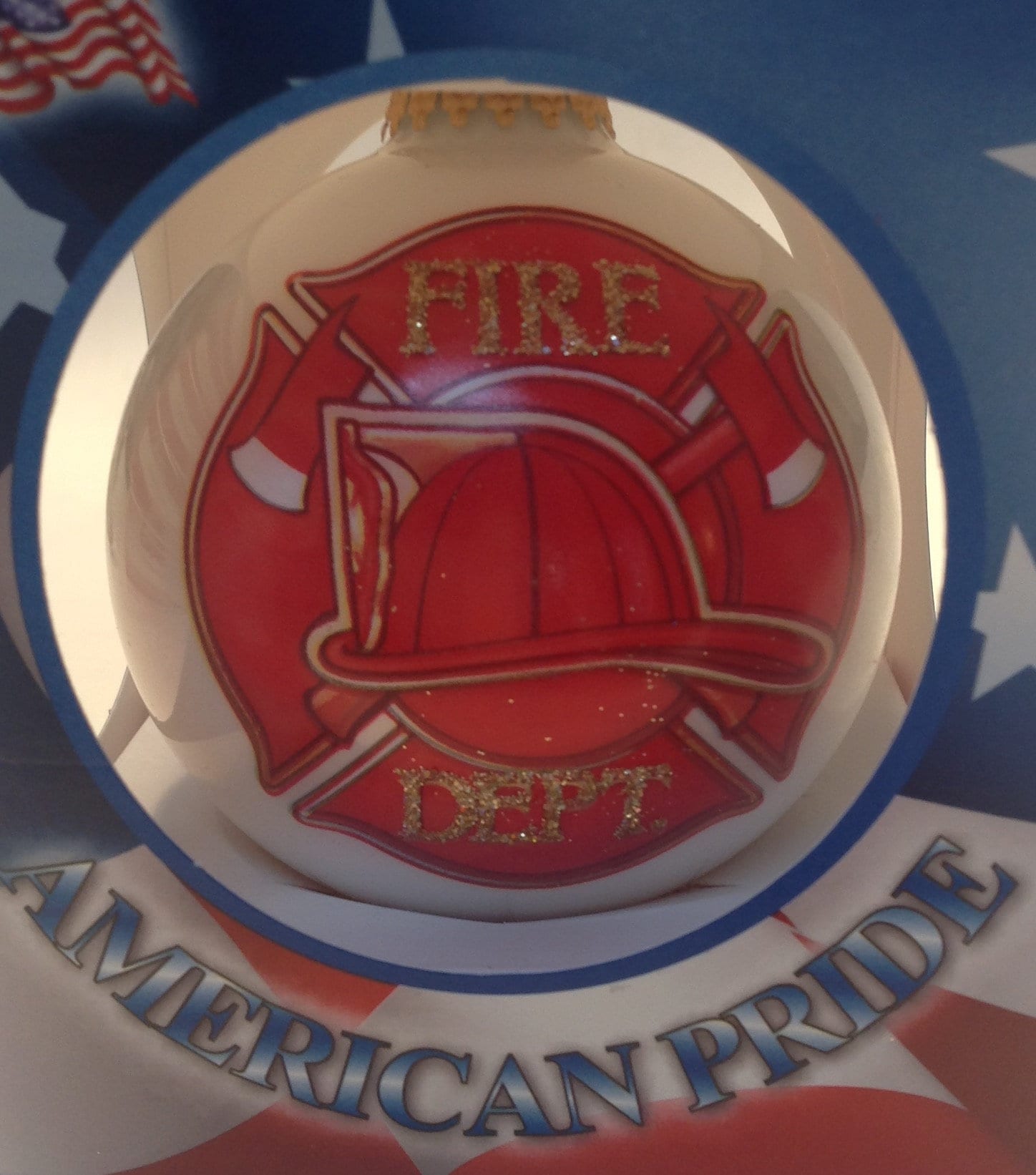 Christmas Ornament White Red Glass Ball Fire Department First - Etsy UK
