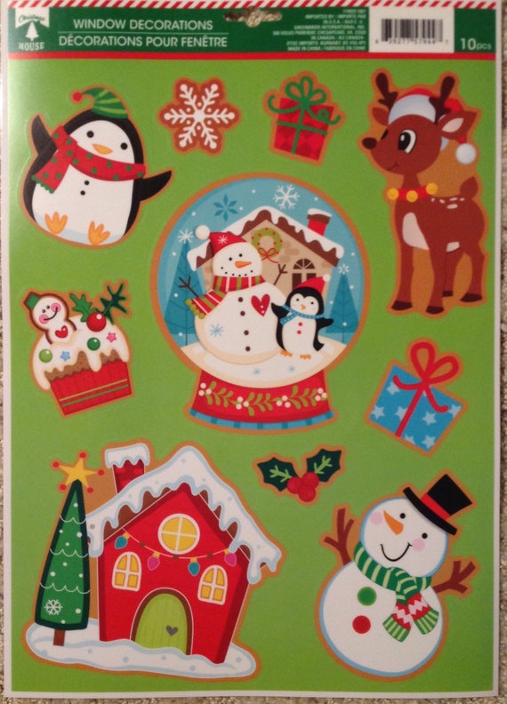 Static Window Clings Gingerbread House Cookies Snowman Snow | Etsy